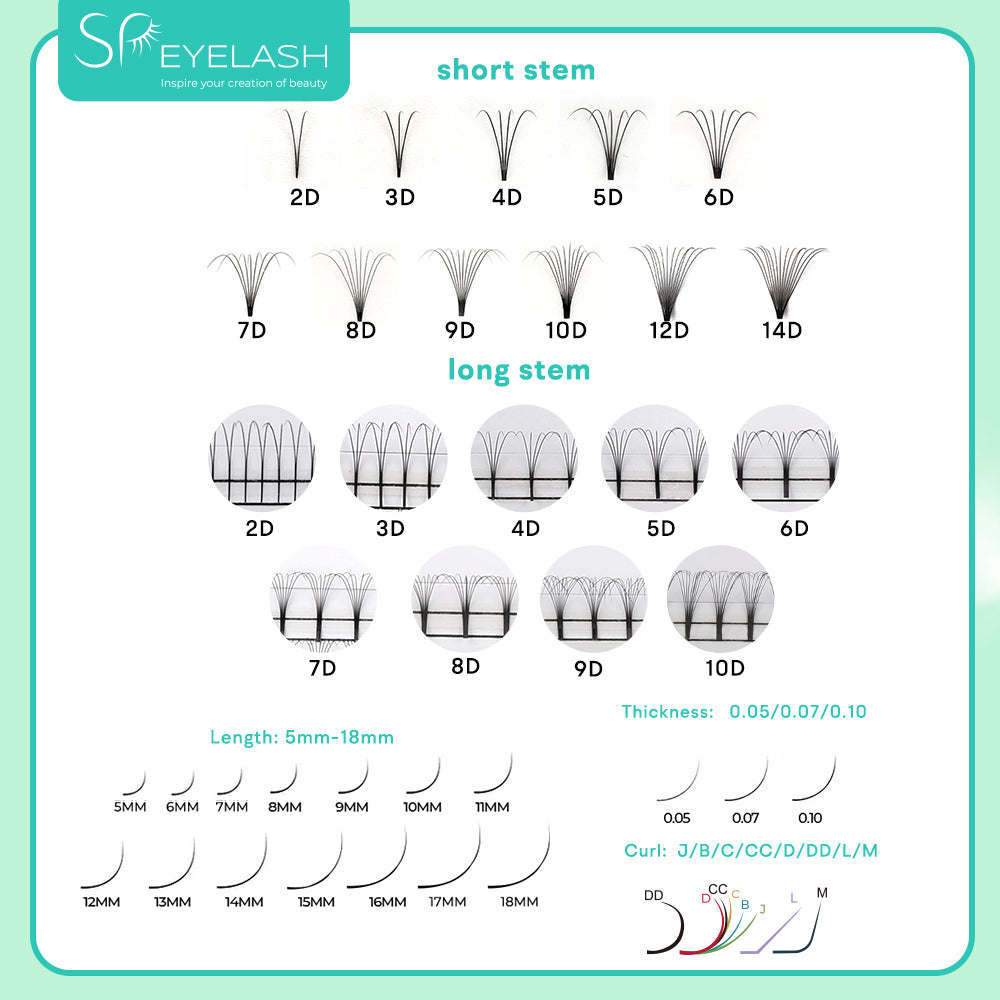 Premade Short Stem Fan Lashes 3D – speyelashes